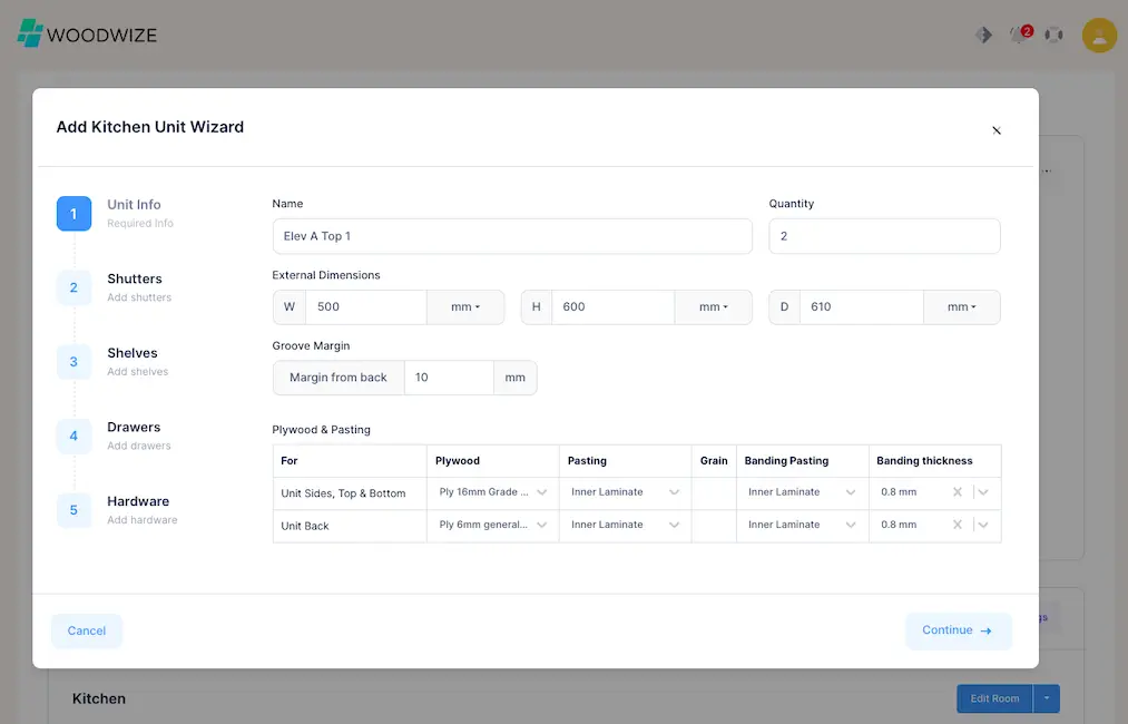 Module Kitchen Cutting List Generator software | Generate Cutting list ...